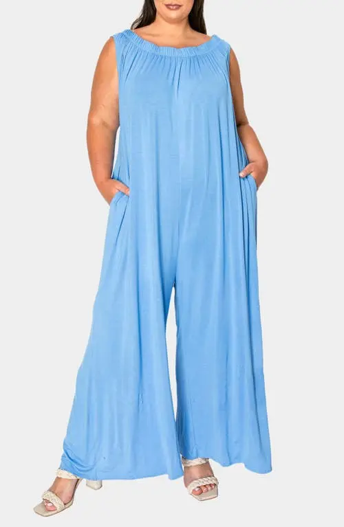 L I V D Olson Pocket Wide Leg Jumpsuit - Blue Perry
