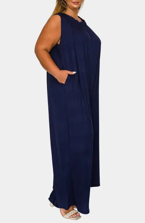 L I V D Olson Pocket Wide Leg Jumpsuit - Navy