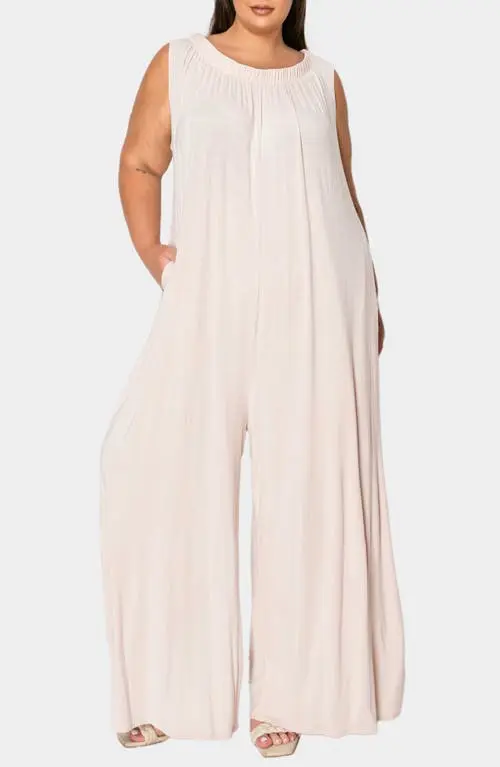 L I V D Olson Pocket Wide Leg Jumpsuit - Nude