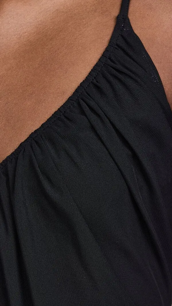 L'Agence Gelina Ruched Thong Bodysuit - Black