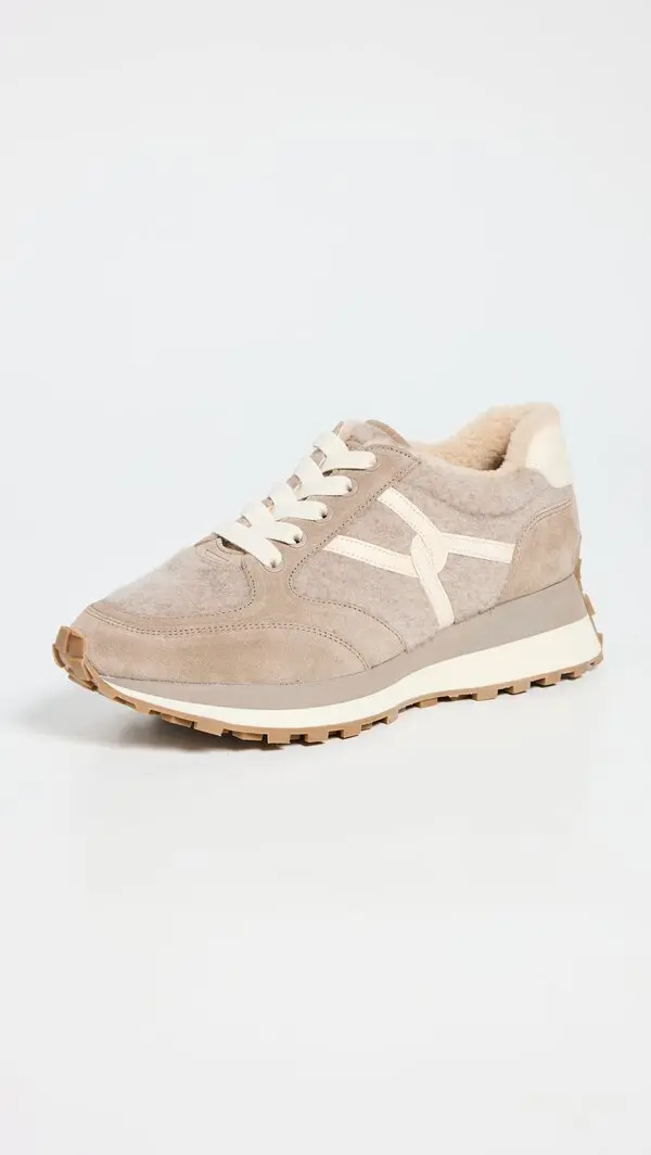 Veronica Beard Valentina Shearling Sneakers - Cobblestone