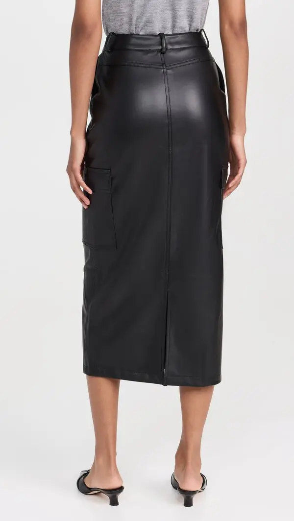 WAYF Faux Leather Cargo Skirt