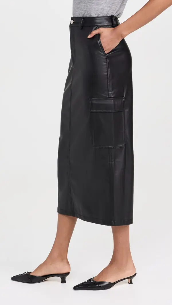 WAYF Faux Leather Cargo Skirt