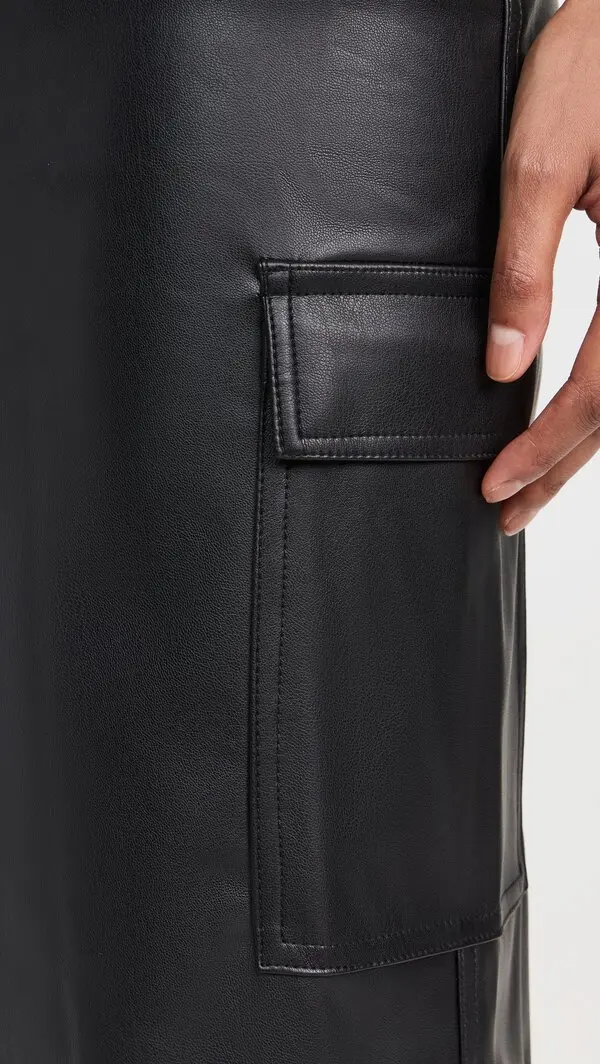 WAYF Faux Leather Cargo Skirt
