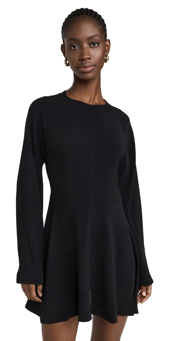 green emerald velvet dress Lukea Long Sleeve Mini Dress | Black | Womens