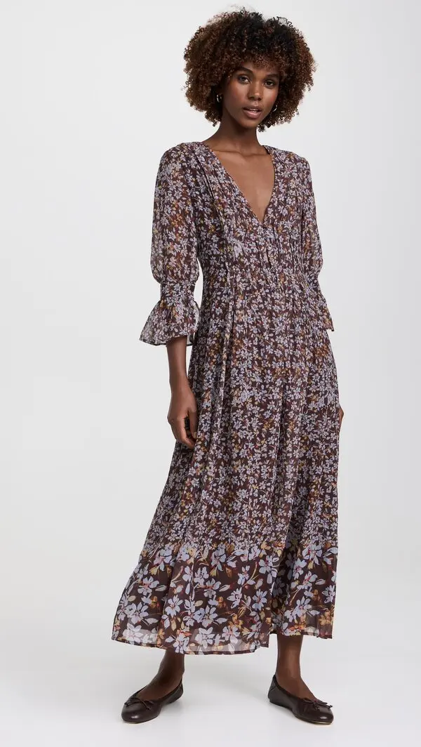 O.P.T Millie Floral Print Midi Dress