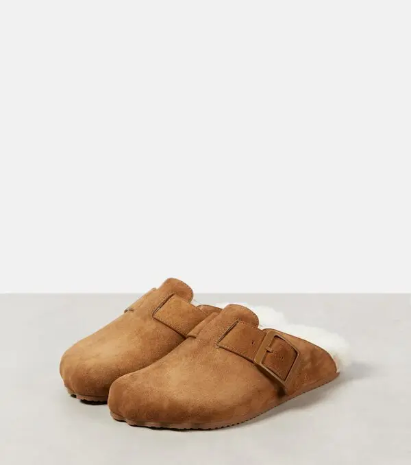 Balenciaga Sunday Shearling-lined Suede Mules