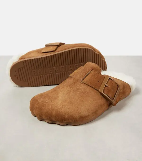 Balenciaga Sunday Shearling-lined Suede Mules