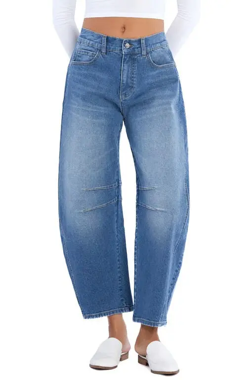 WASH LAB DENIM Crop High-waist Barrel Leg Jeans