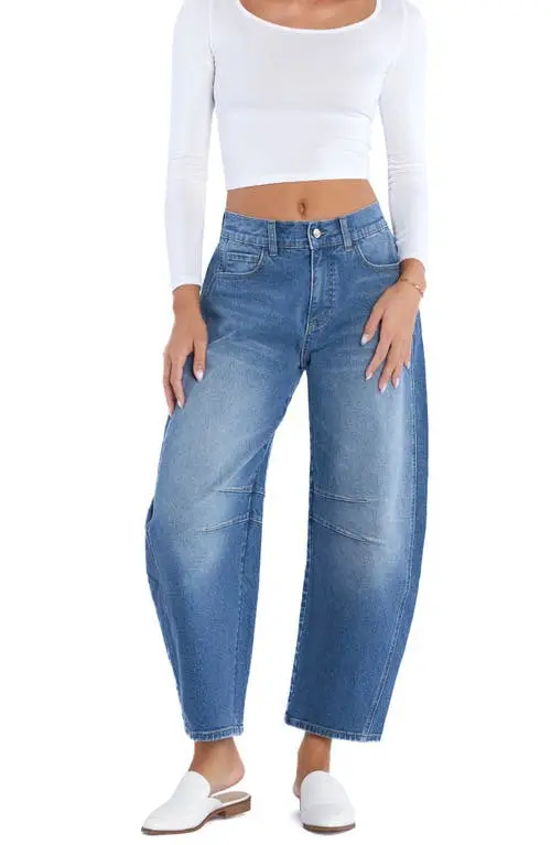 WASH LAB DENIM Crop High-waist Barrel Leg Jeans