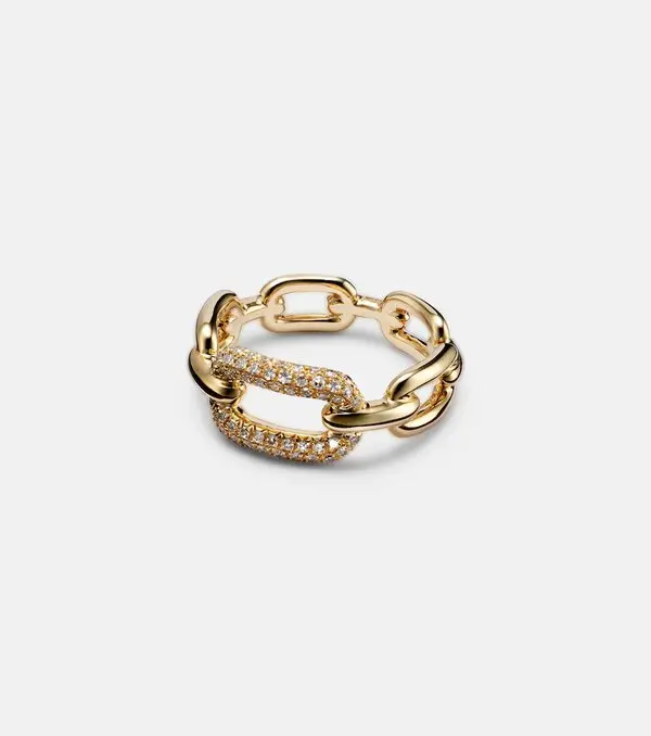 Shay Jewelry Cable Link 18kt Ring With Diamonds - Gold