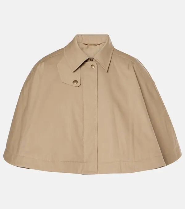 Chloé Cropped Cotton Gabardine Cape - Beige