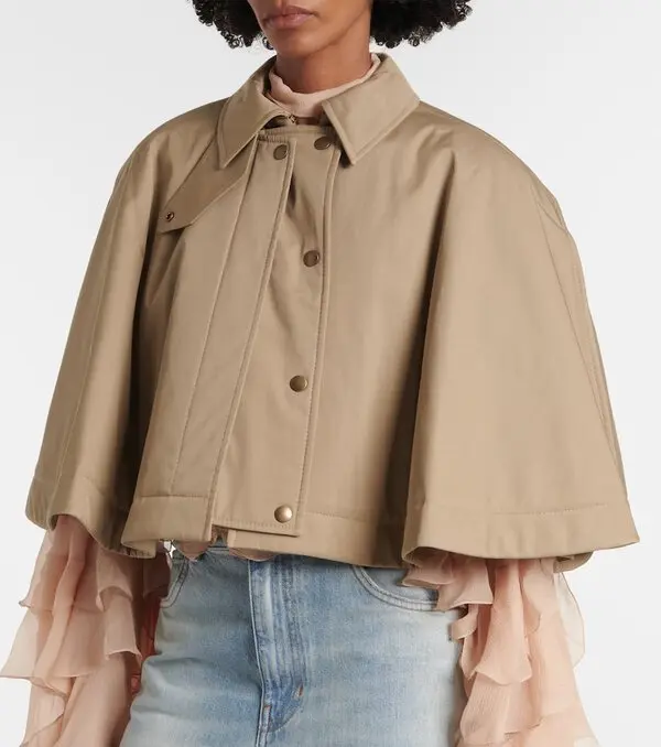 Chloé Cropped Cotton Gabardine Cape