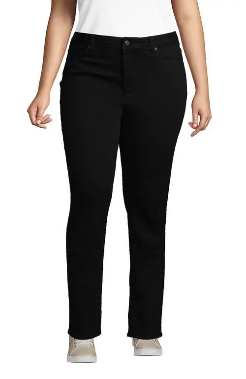 LANDS' END Mid Rise Straight Leg Blue Jeans - Black