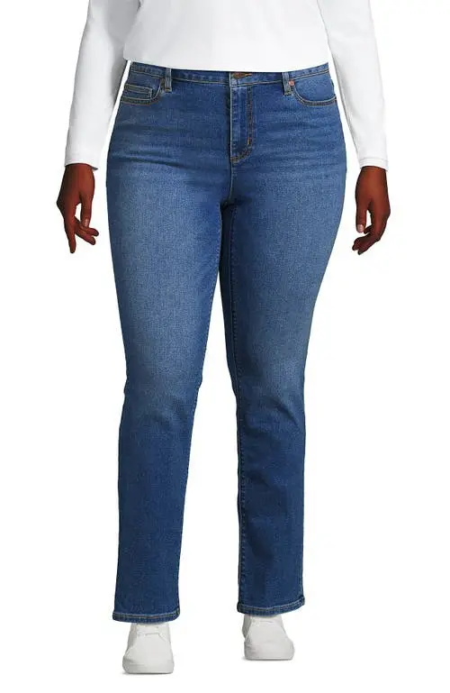 LANDS' END Mid-rise Straight Leg Jeans - Indigo Tide Blue
