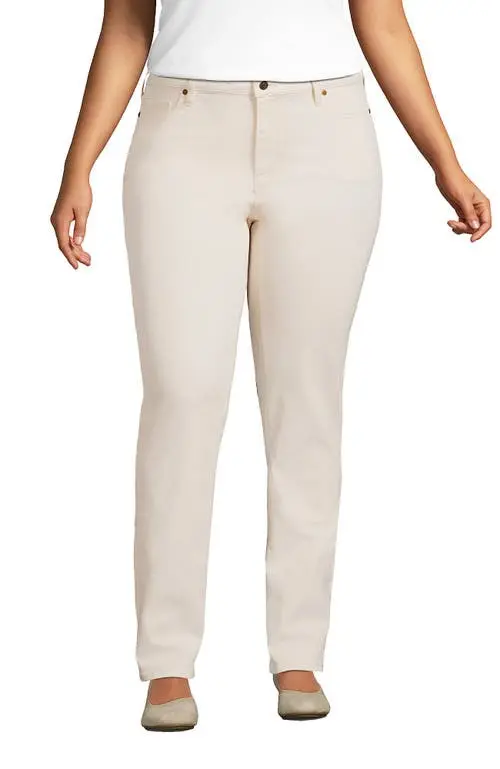 LANDS' END Mid-rise Straight-leg Jeans - Natural