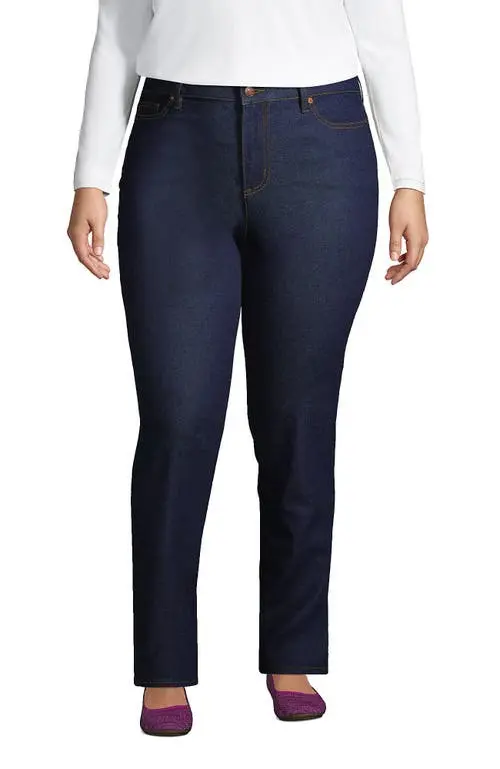 LANDS' END Mid-rise Straight Leg Jeans - River Rinse