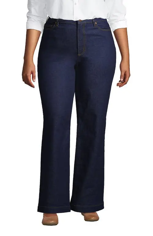 LANDS' END High Rise Wide Leg Denim Jeans - River Rinse