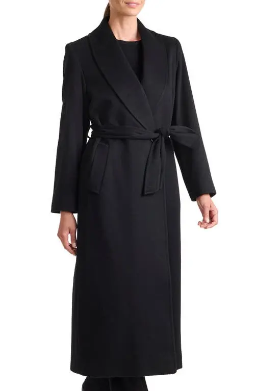 Sofia Cashmere Wrap Coat - Black