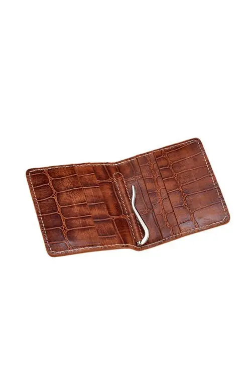 SAREP + ROSE Bifold Wallet With Money Clip - Croc Brown