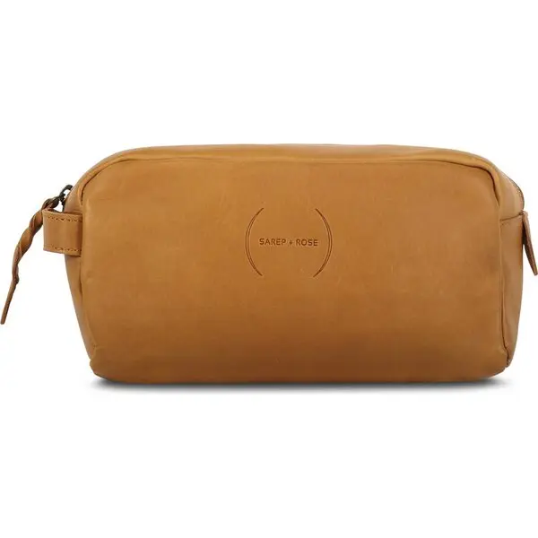 SAREP + ROSE Leather Toiletry Wash Bag - Tan