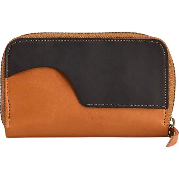 SAREP + ROSE Large Zip-around Crossbody Wallet Bag - Cinnamon Brown
