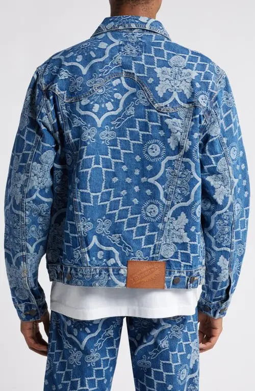 ICECREAM Floral Jacquard Denim Trucker Jacket