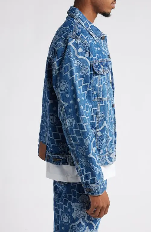 ICECREAM Floral Jacquard Denim Trucker Jacket