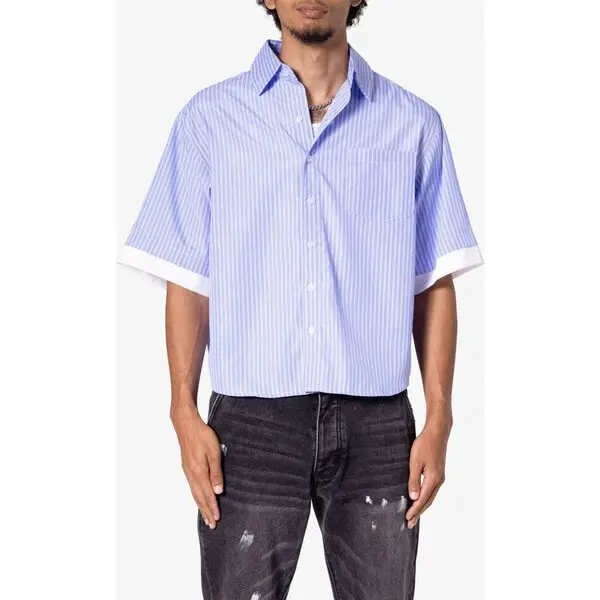 Mnml Layered Stripe Cotton Button-up Shirt
