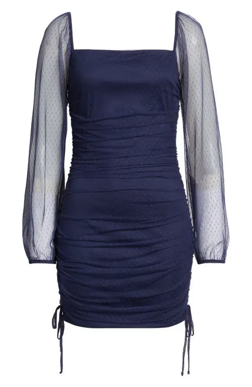 JUMP APPAREL Long Sleeve Ruched Minidress - Navy