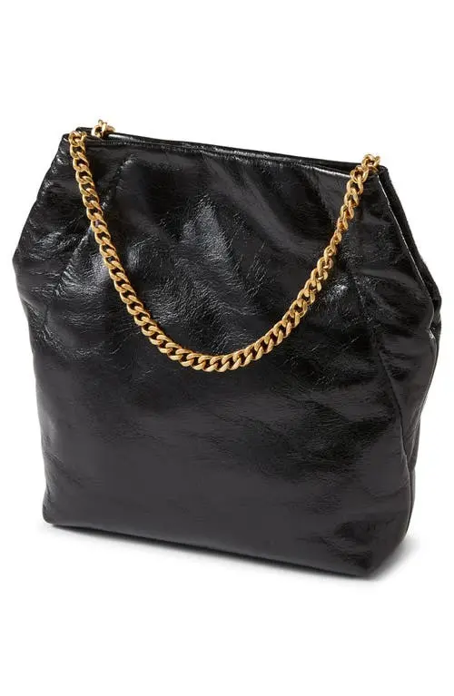 Veronica Beard Small Slouch Metallic Leather Shoulder Bag - Black