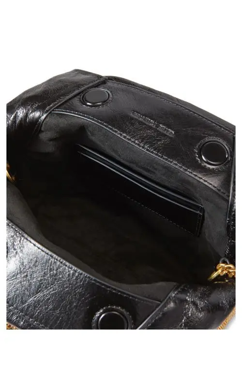 Veronica Beard Small Slouch Metallic Leather Shoulder Bag - Black