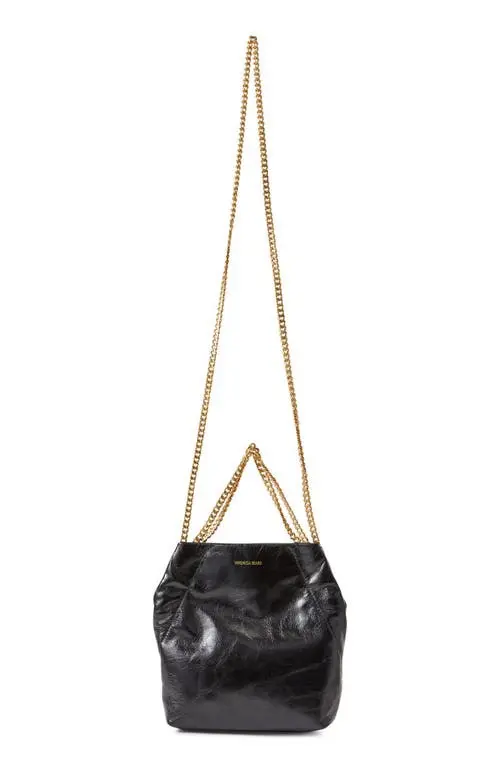 Veronica Beard Small Slouch Metallic Leather Shoulder Bag - Black