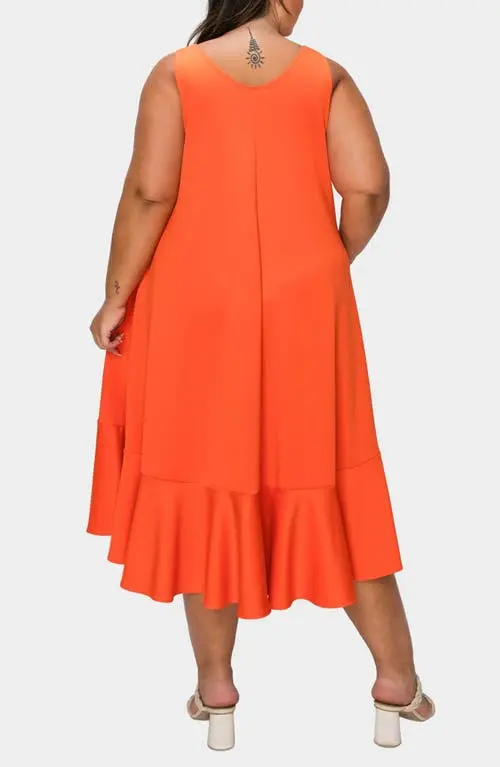 L I V D Simone Pocket Stretch Sleeveless A-line Dress - Orange
