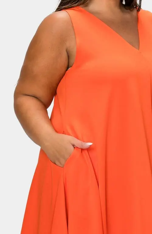L I V D Simone Pocket Stretch Sleeveless A-line Dress - Orange