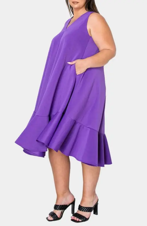 L I V D Simone Pocket Stretch Sleeveless A-line Dress - Purple