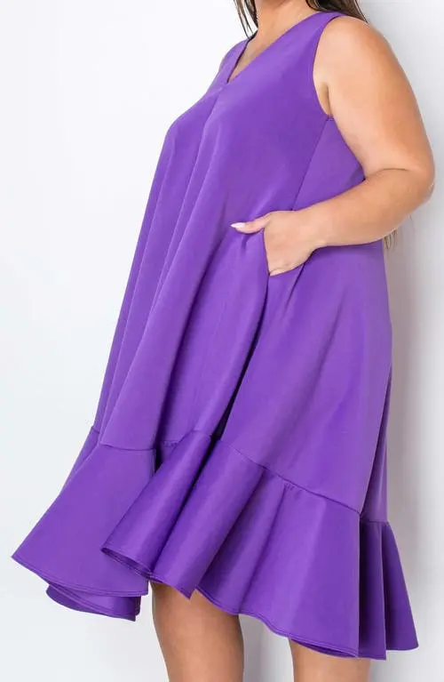 L I V D Simone Pocket Stretch Sleeveless A-line Dress - Purple