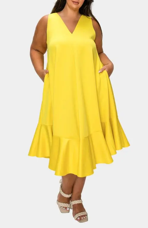 L I V D Simone Pocket Stretch Sleeveless A-line Dress - Yellow