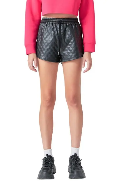 GREY LAB Quilted Faux Leather Moto Shorts