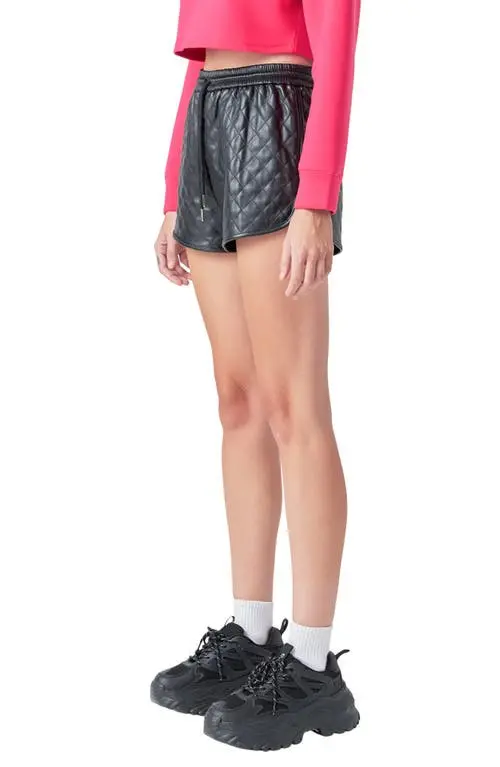 GREY LAB Quilted Faux Leather Moto Shorts