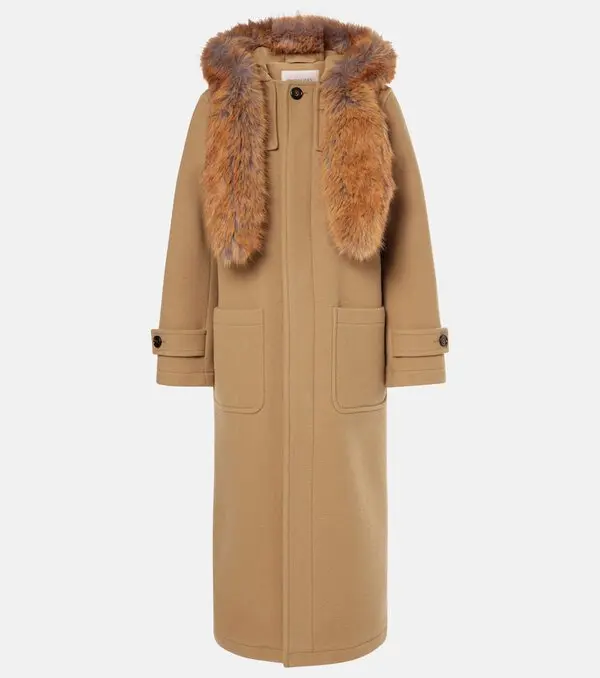 Burberry Faux Fur-trimmed Wool Coat