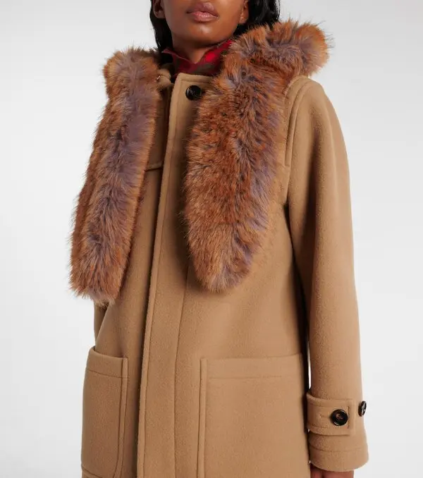 Burberry Faux Fur-trimmed Wool Coat