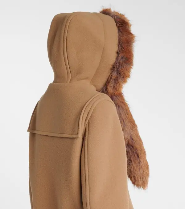 Burberry Faux Fur-trimmed Wool Coat