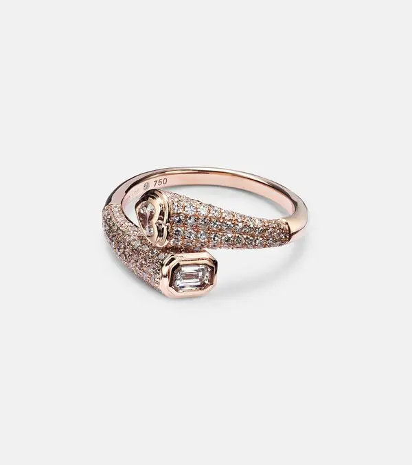 Shay Jewelry Bypass Ring With Diamonds In 18kt Rose - Gold