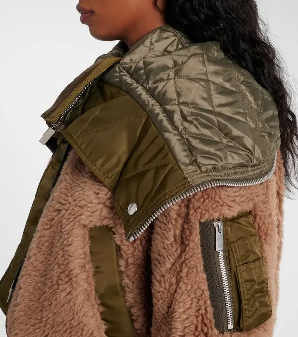 Sacai Faux Fur And Twill Jacket