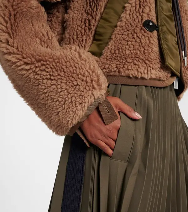 Sacai Faux Fur And Twill Jacket