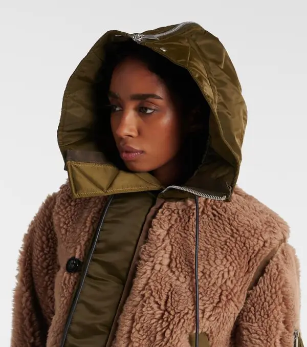 Sacai Faux Fur And Twill Jacket
