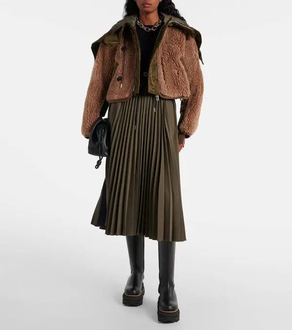 Sacai Faux Fur And Twill Jacket