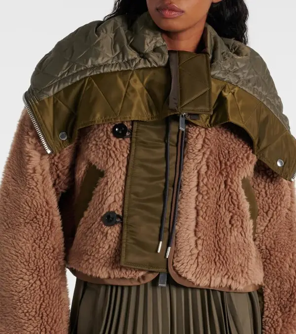Sacai Faux Fur And Twill Jacket