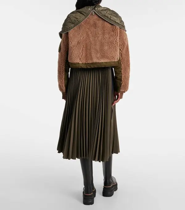 Sacai Faux Fur And Twill Jacket